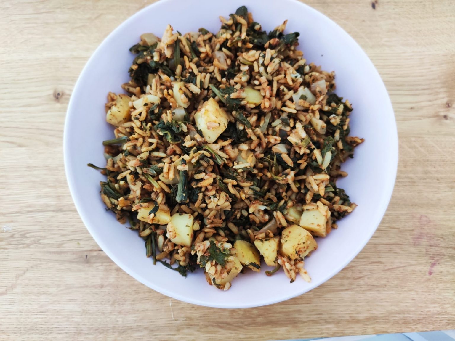 Riz épinards vapeur ou riz Djerbien healthy food - Sanalicious